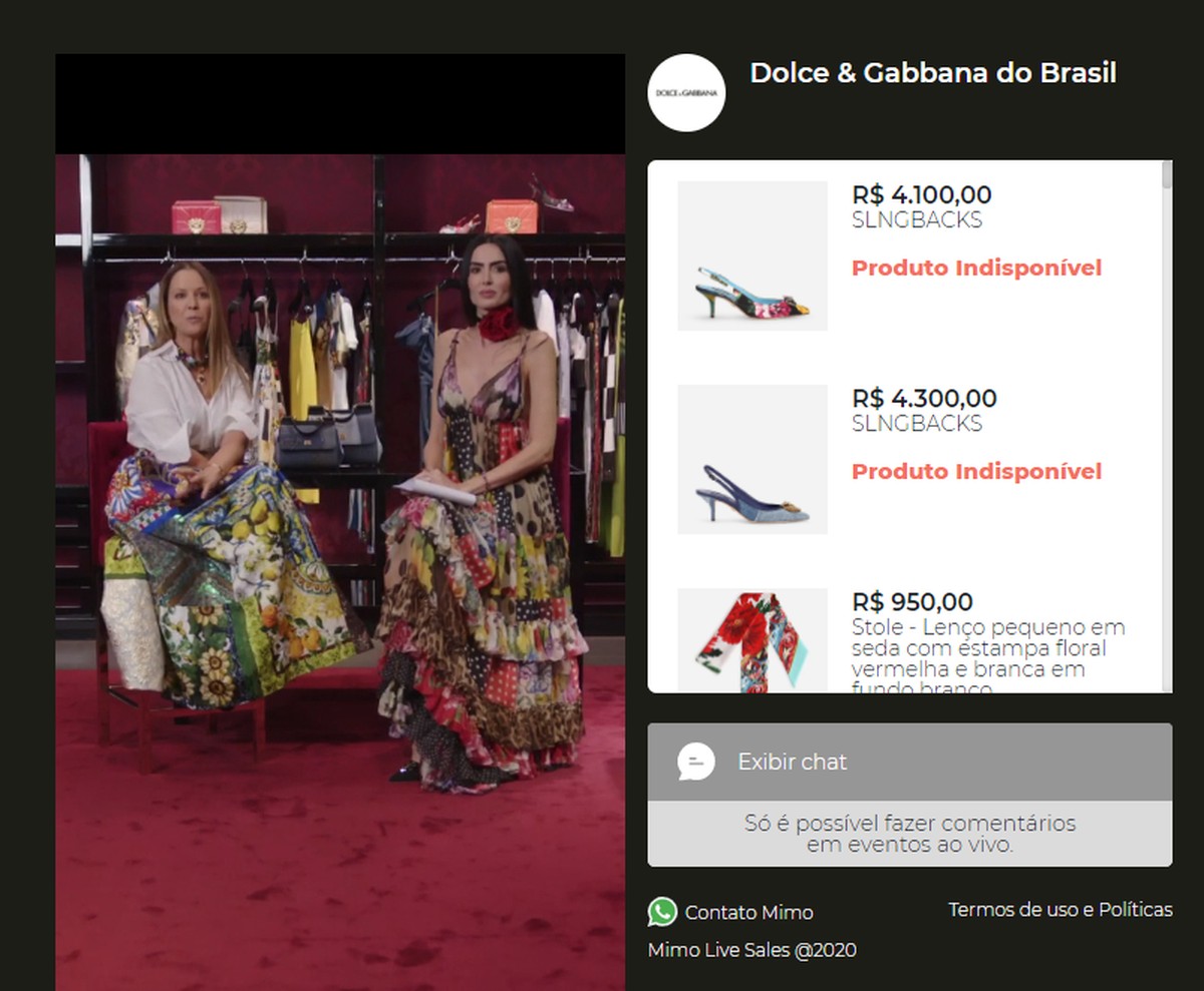 Na brasileira Mimo, live commerce para Dolce & Gabbana e Givenchy